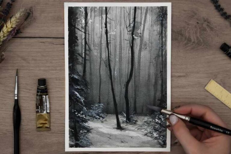 Enchanting Cold Forest: A Monochromatic Watercolor Tutorial