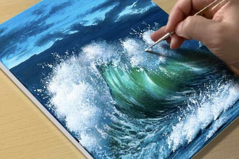 Easy Way to Draw Breaking Waves: Acrylic Painting for Beginners