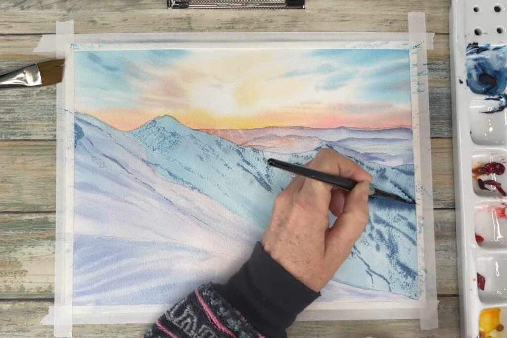 Step-by-Step Watercolor Tutorial for Snowy Mountain Scenes