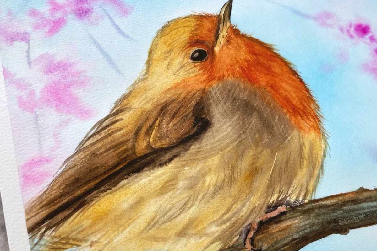 Painting a Realistic Watercolor Robin