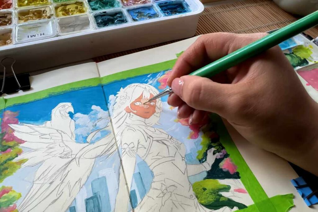 Anime Girl Painting: Transforming AI Art into Gouache Masterpieces ...