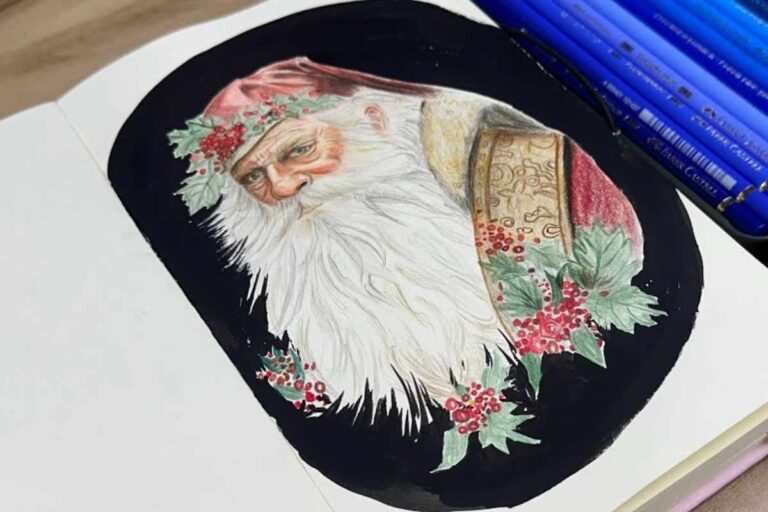 How to Draw a Christmas-Inspired Santa Claus with Colored Pencils ...