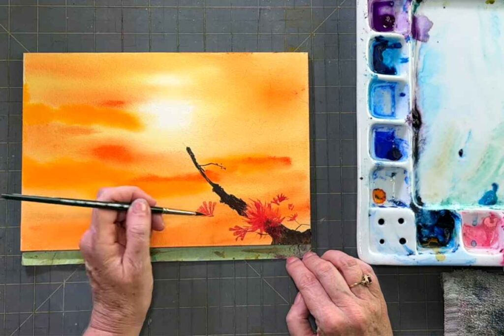 Create a Blazing Watercolor Sunset: Step-by-Step Guide – Urbaki Art