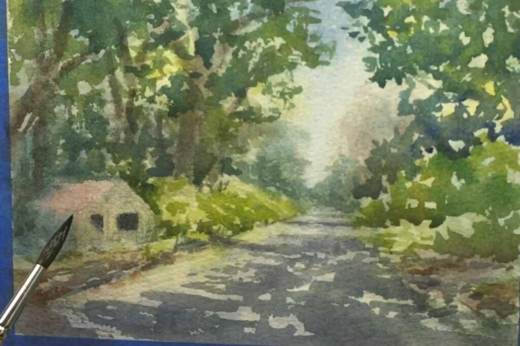 A Study in Contrast: Watercolor Painting with Dappled Light and Shadow ...