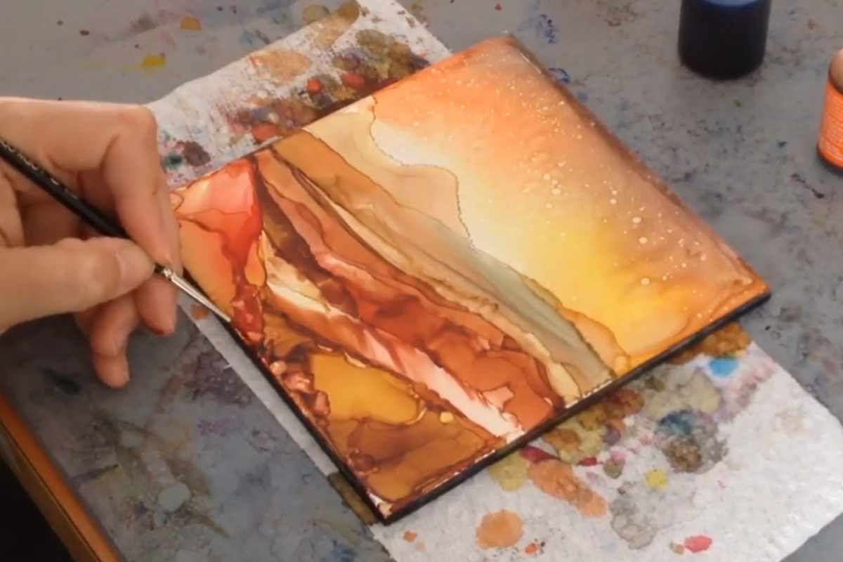 How to Create a Landscape Painting with Alcohol Ink on Tiles – Urbaki Art
