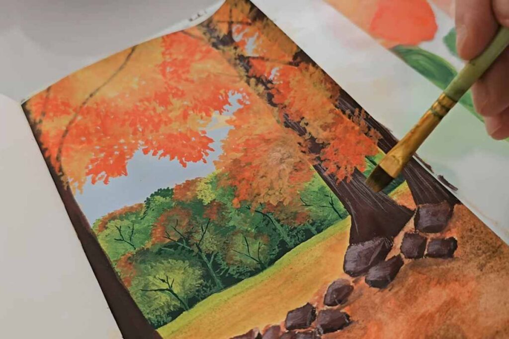 Autumn Gouache Landscape Tutorial for Your Sketchbook