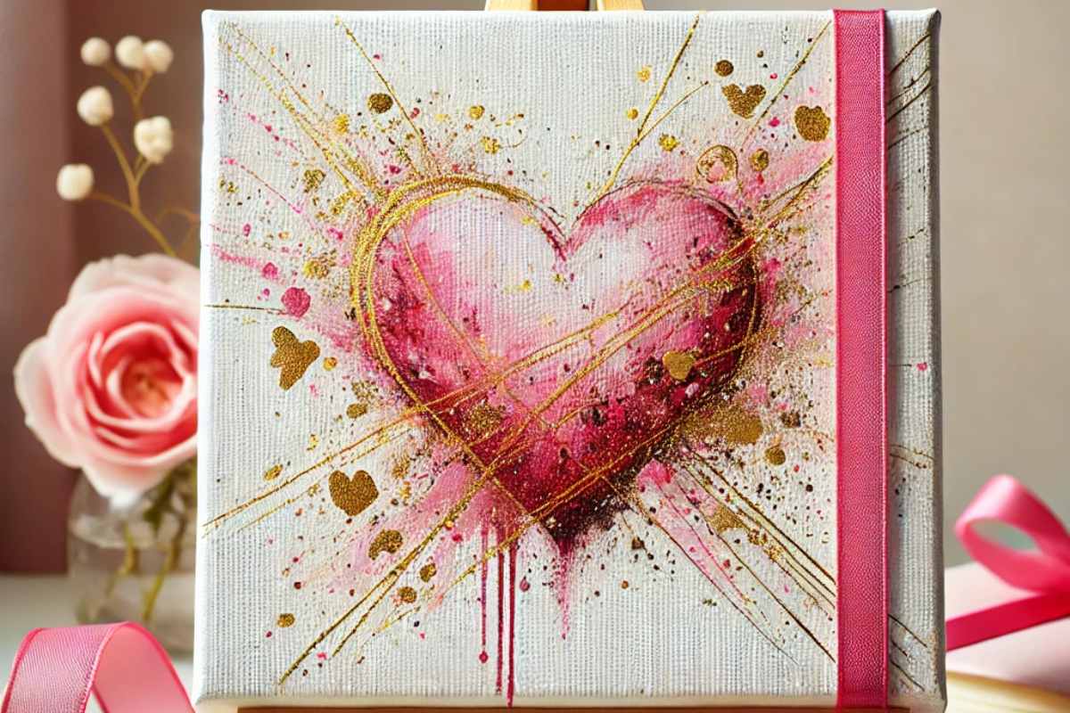 Abstract Valentine’s Day Acrylic Painting for Canvases – Urbaki Art