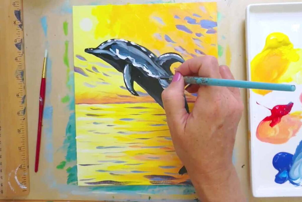 Painting a Dolphin with Primary Colors: Easy Acrylic Tutorial – Urbaki Art