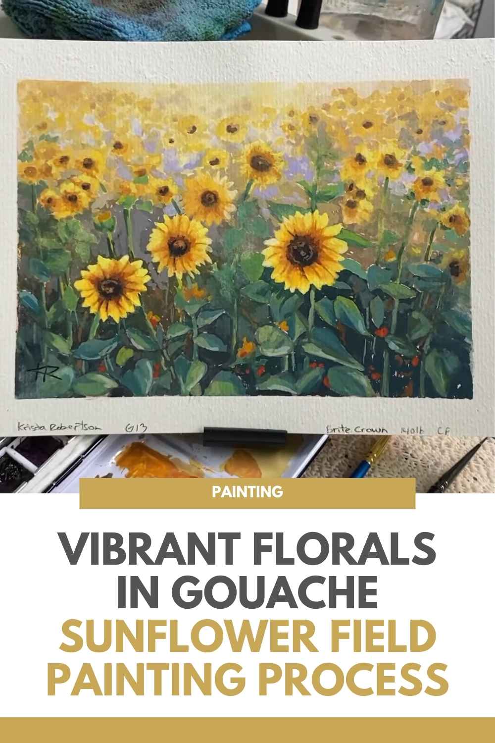 Vibrant Florals in Gouache: Sunflower Field Painting Process – Urbaki Art