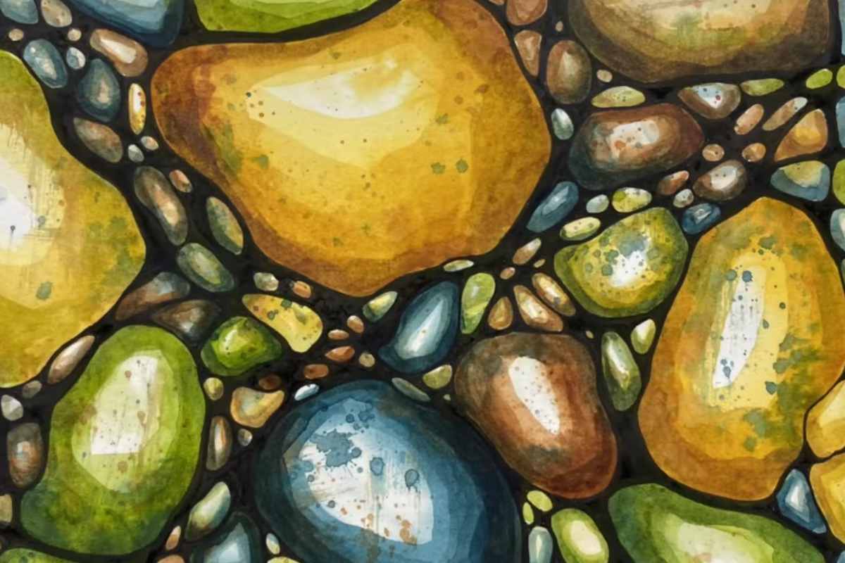 How to Paint Colorful Pebbles with Watercolor and Ink Lines – Urbaki Art