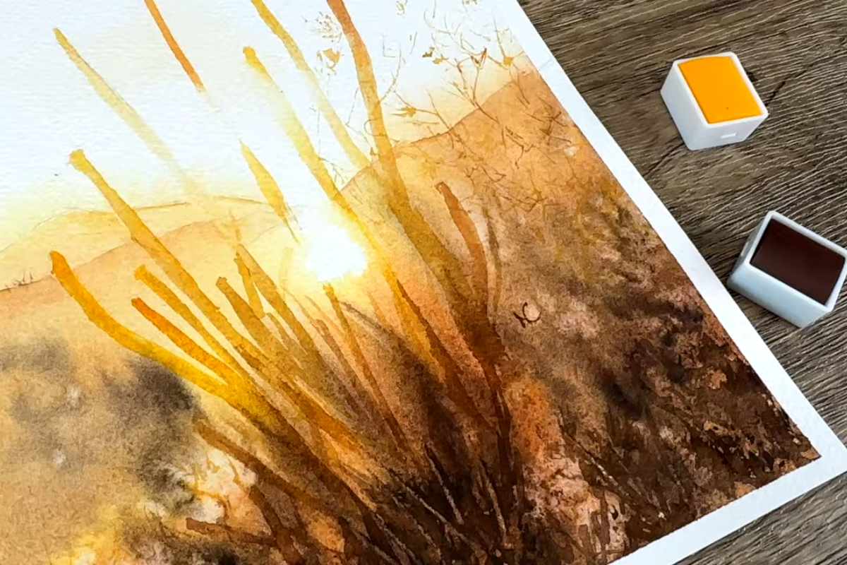 Learn to Paint a Dreamy Desert Sunset with Watercolors