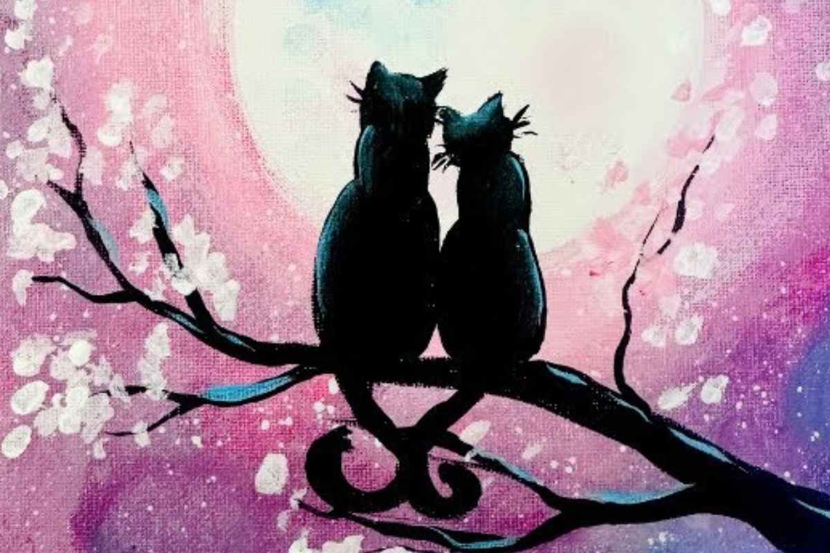 Paint a Magical Night Scene: Cats & Moon Made Easy