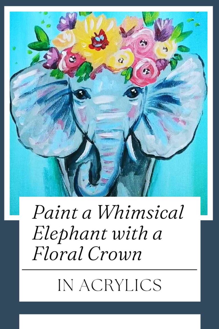 Paint a Whimsical Elephant with a Floral Crown in Acrylics – Urbaki Art