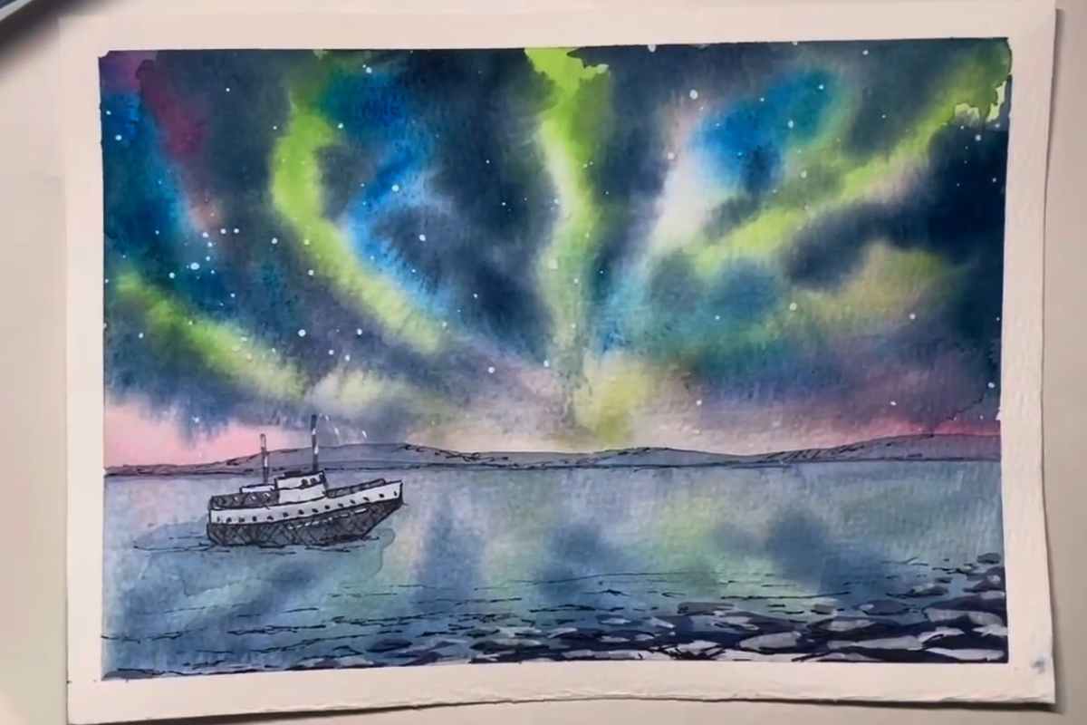 Learn to Paint the Northern Lights in Watercolor: A Simple Tutorial
