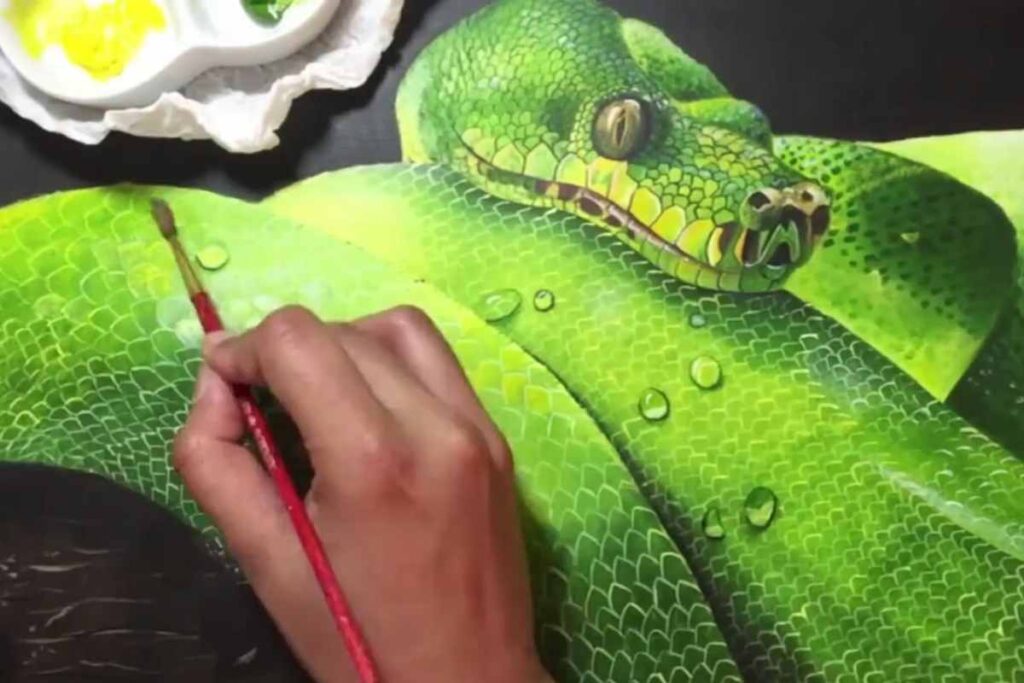 Realistic Python Acrylic Painting: Capturing Detailed Scales – Urbaki Art