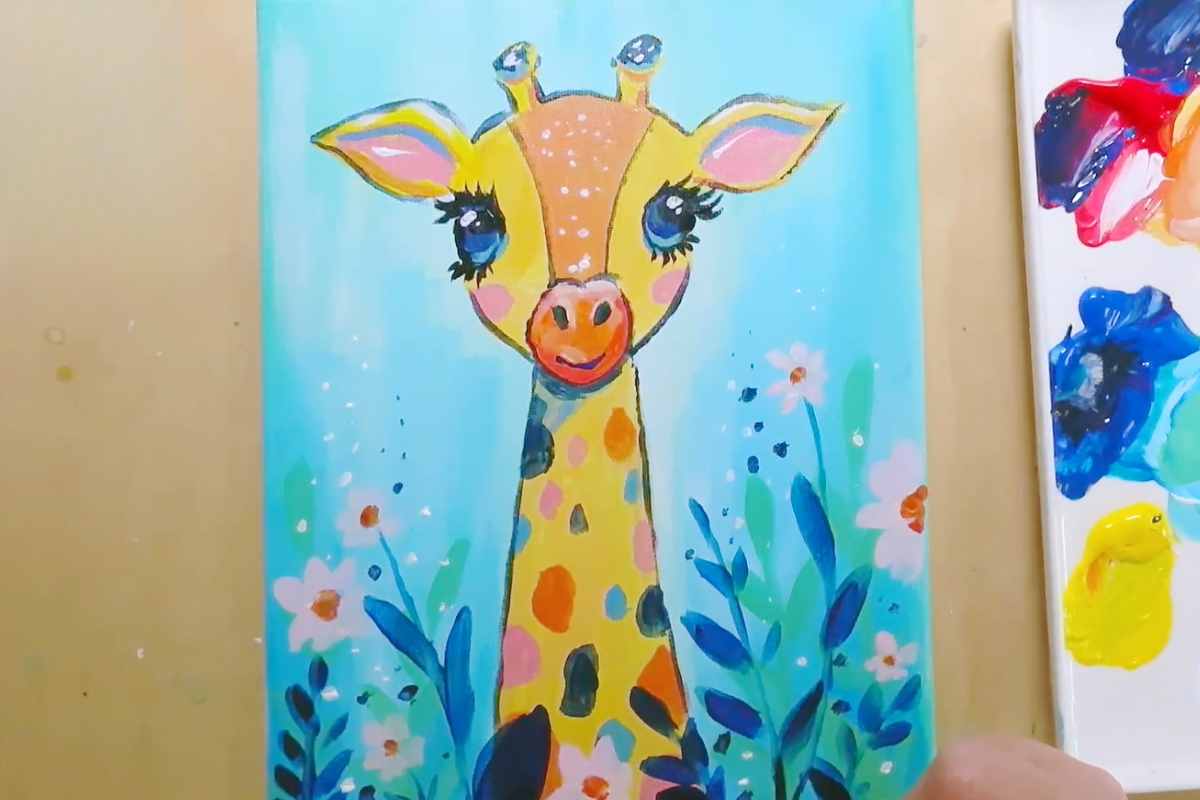 Cute Baby Giraffe Painting: A Simple Acrylic Tutorial for Beginners
