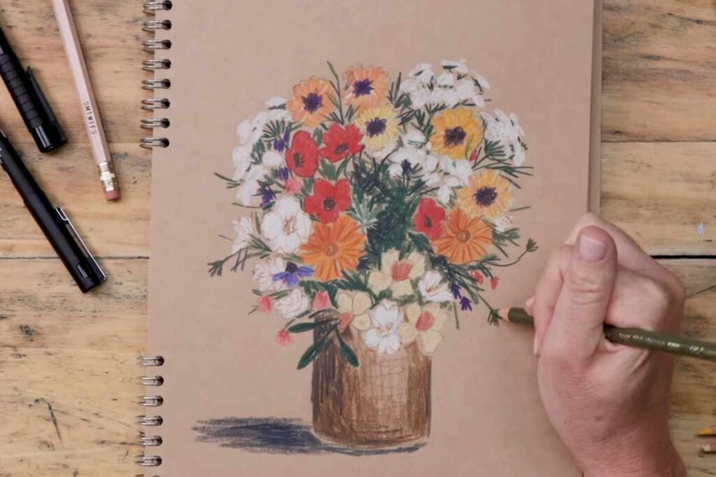 Learn to Draw a Beautiful Autumn Bouquet Using Colored Pencils