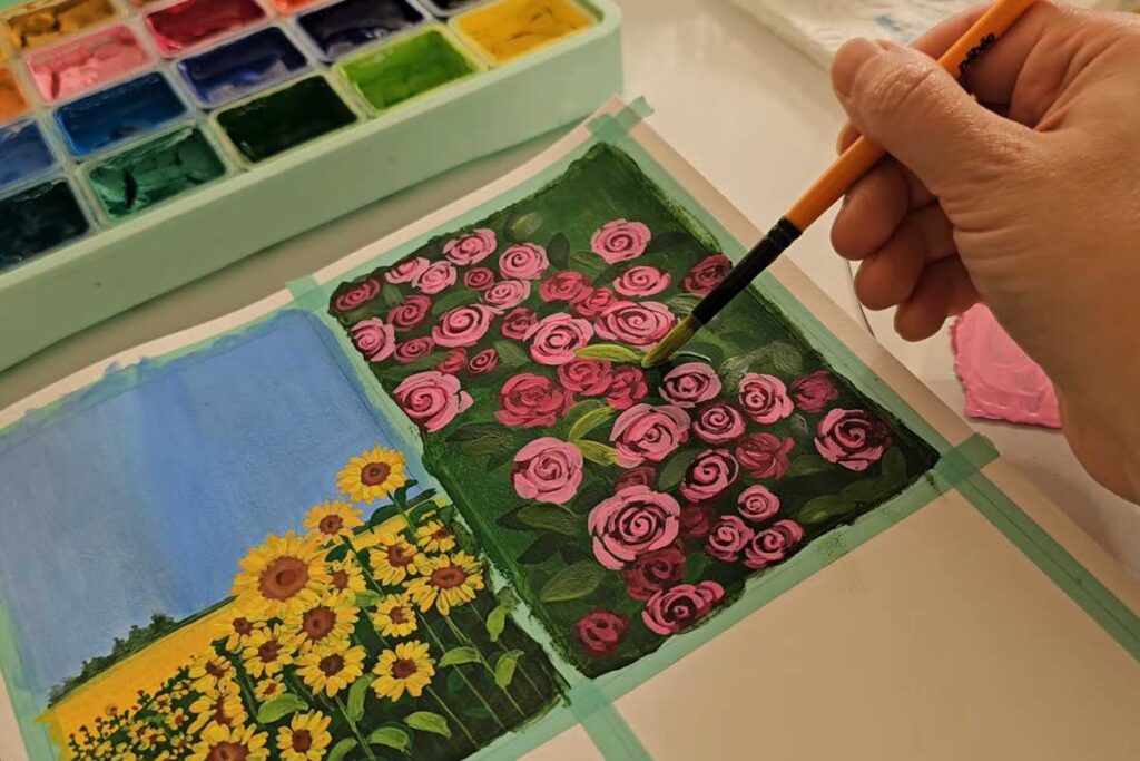 Gouache Flower Painting Tutorial: 4 Easy Scenes