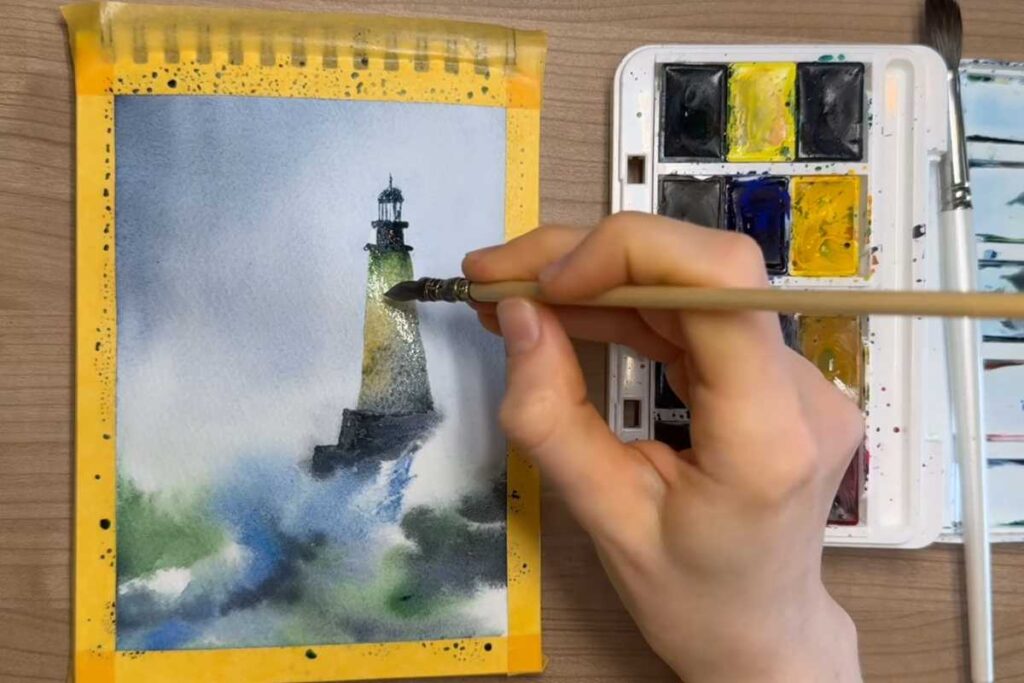 Watercolor Art For Beginners Tutorial: Lighthouse